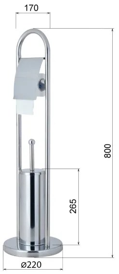 Aqualine - Stojací WC štětka s držákem toalet papíru SAMBA 80x22 cm lesklý chrom