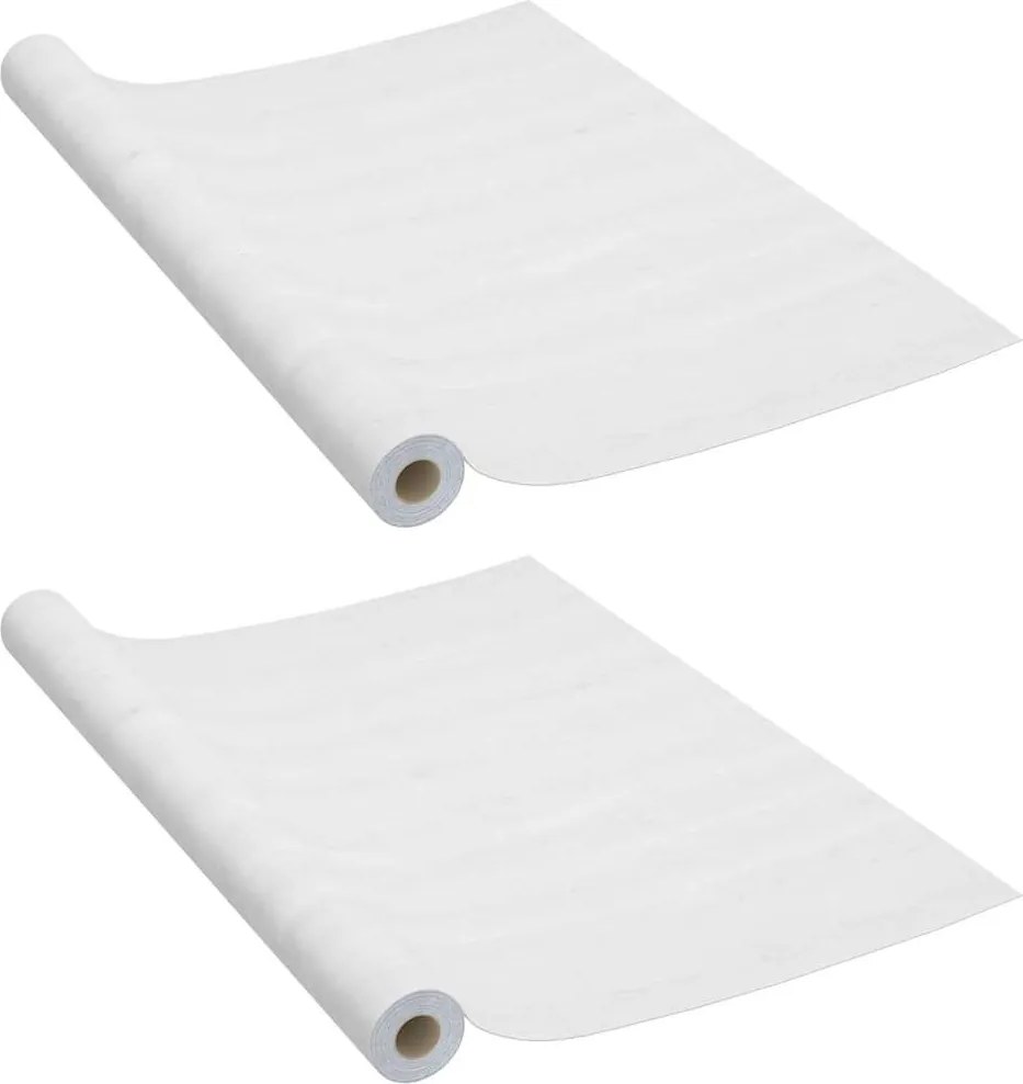 Samolepící tapety na nábytek 2 ks bílé dřevo 500 x 90 cm PVC 3059647