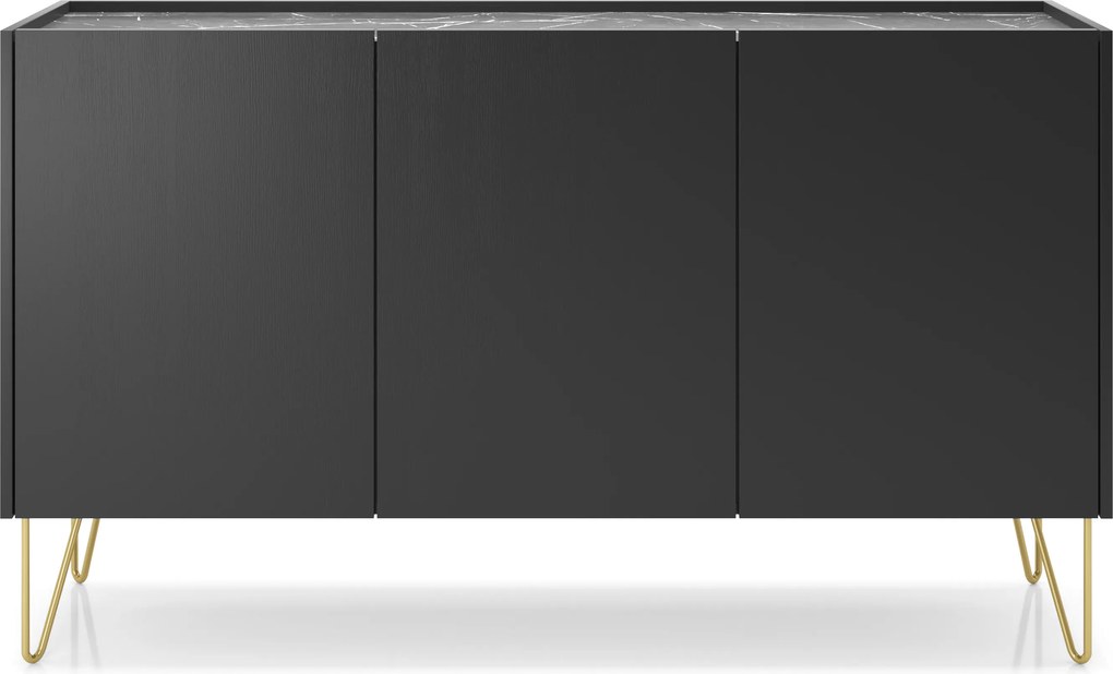 PSK Komoda HOPE, Černá/Marmur Black Royal 144 cm