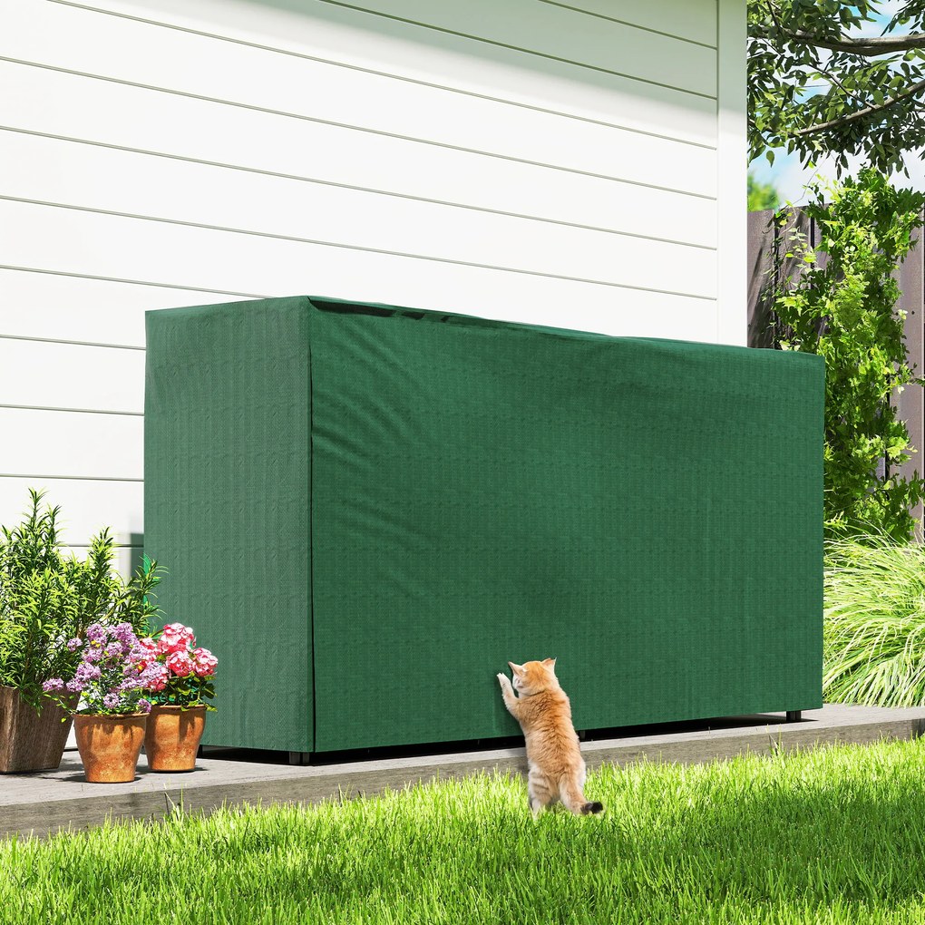 Stojan na palivové dřevo Outsunny 200x36x99 cm nastavitelný s vodoodpudivým krytem na palivové dřevo na zahradě a terase z kovu Černá