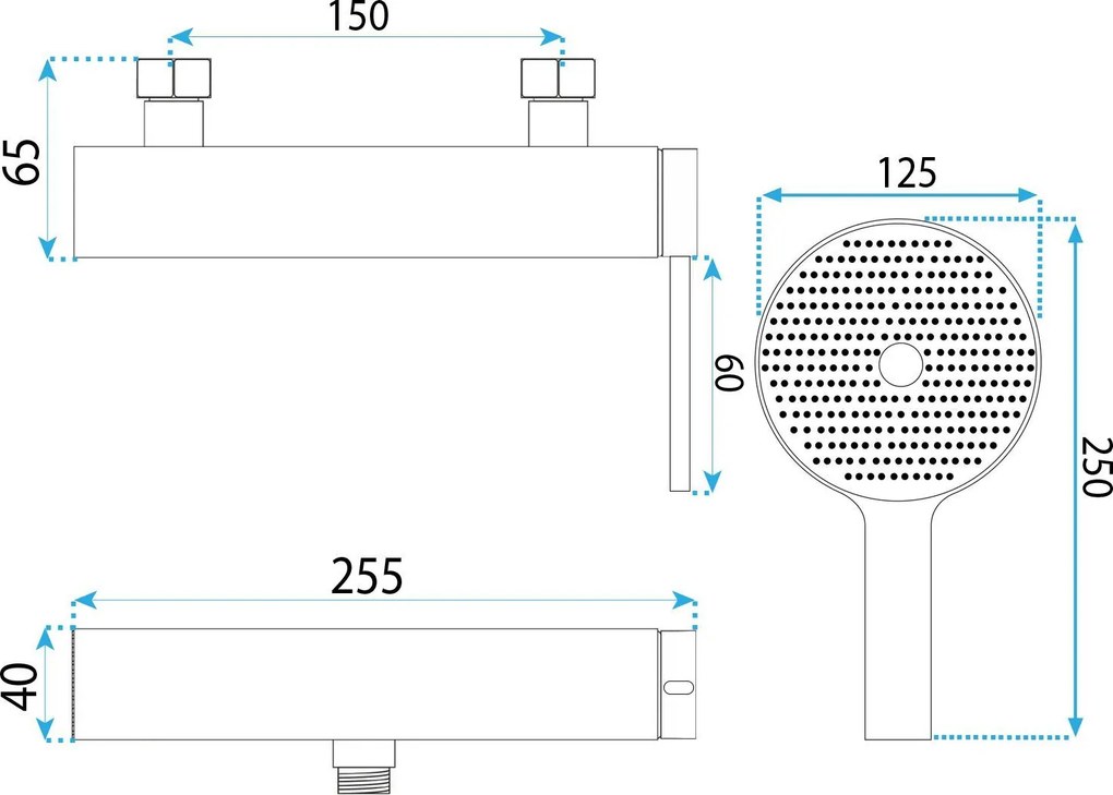 Rea Rivo, nástěnná sprchová baterie s ruční sprchovou soupravou, broušená ocel, REA-B9326