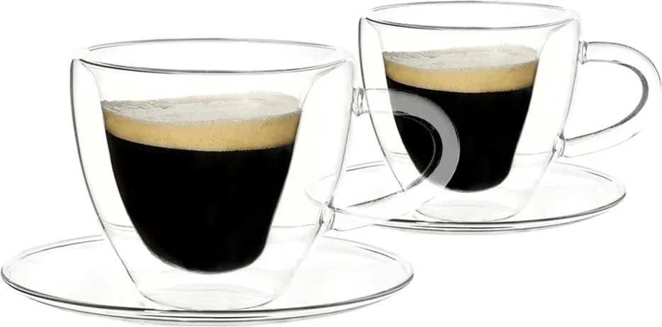 Termo sklenice, set 2 ks, šálek Heart s podšálky, ve tvaru srdce, 150 ml, HOTCOOL TYP 5