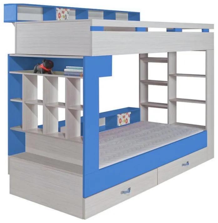 Patrová postel s úložným prostorem Adéla - modrá