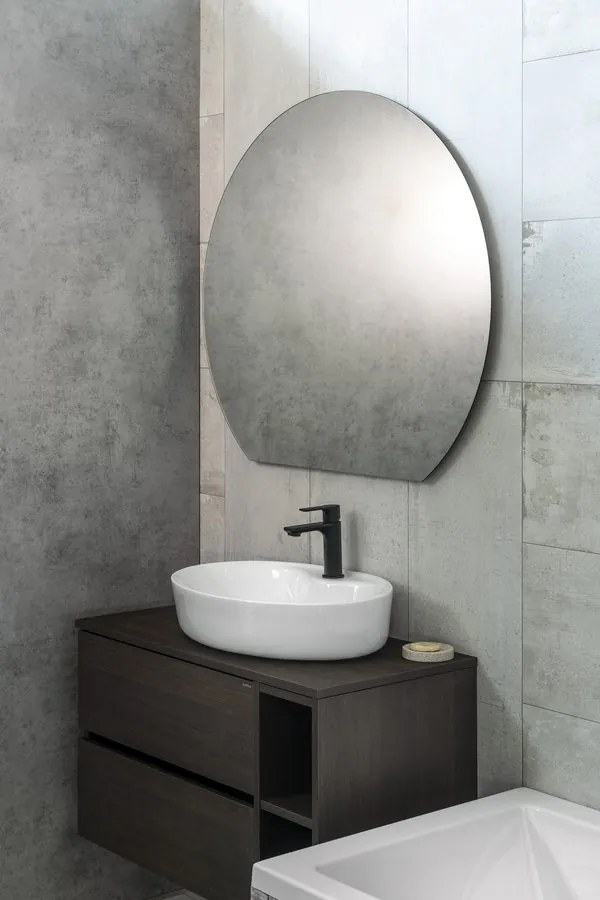 Sapho Sapho, DARA CUT LED podsvícené zrcadlo 20W, ø 100x90cm, topná folie, 34900CI