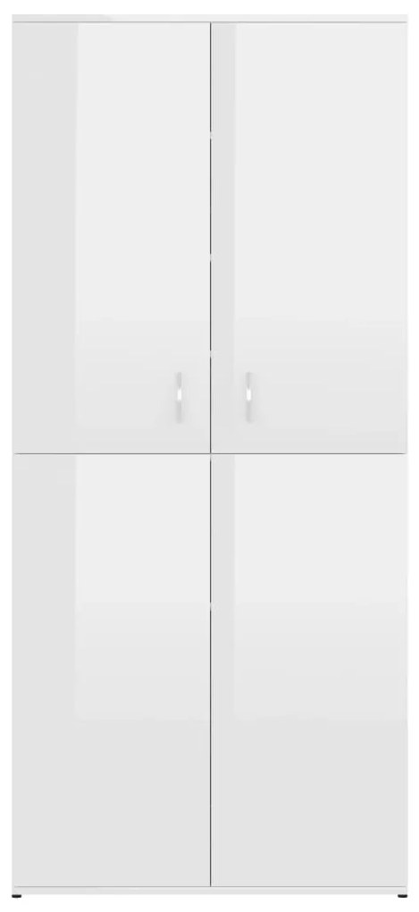 Botník bílý s vysokým leskem 80 x 39 x 178 cm dřevotříska - Default Title