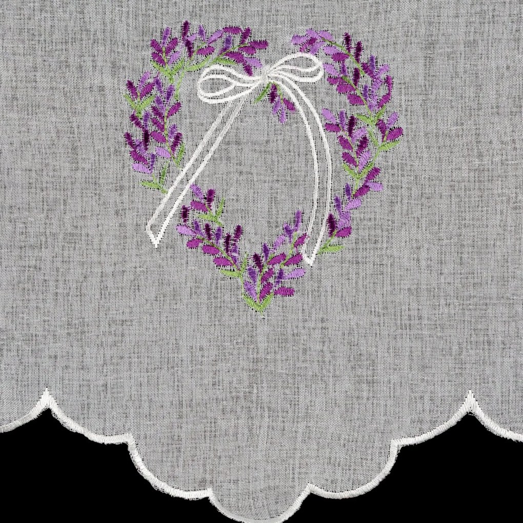 KRÁTKÁ ZÁCLONA NA POUTKÁCH LAVENDER 145X40 CM KVĚTY