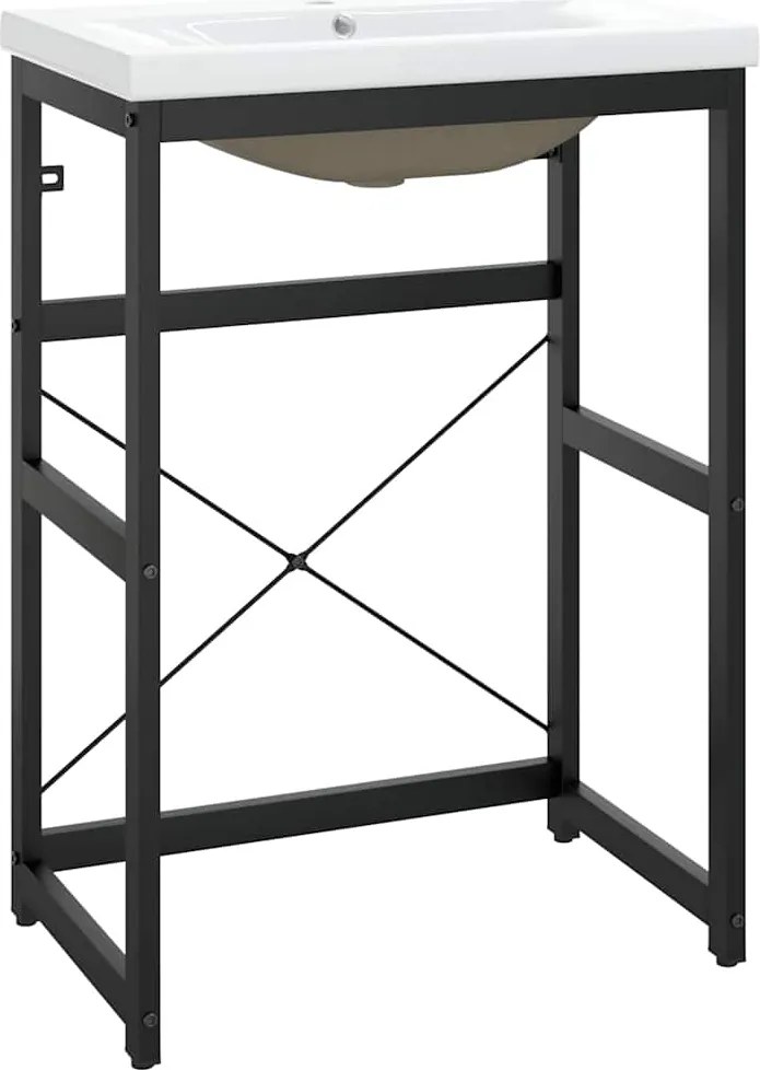 Koupelnový rám s vestavěným umyvadlem černý železo 3101389