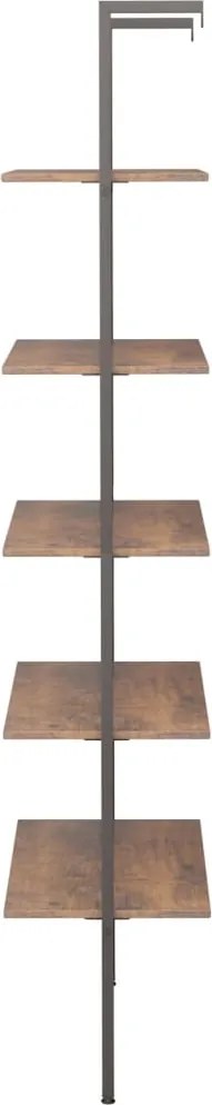 5patrová opěrná police tmavě hnědá a černá 64 x 35 x 185 cm 336386