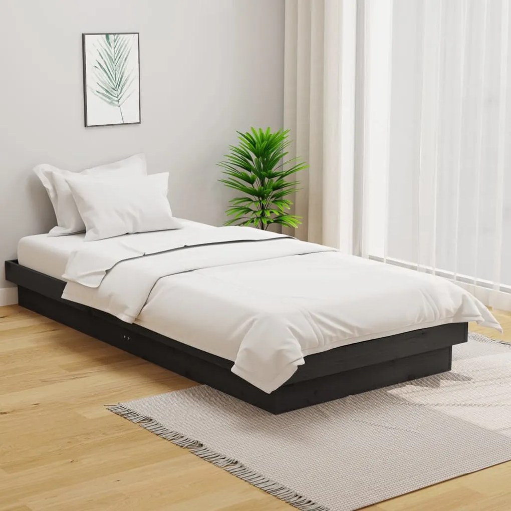 Rám postele šedý masivní dřevo 100 x 200 cm,  819899