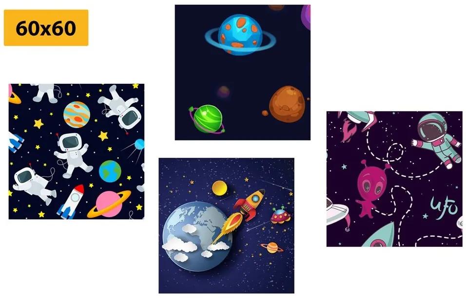 Set obrazů vesmírný svět - 4x 40x40 cm