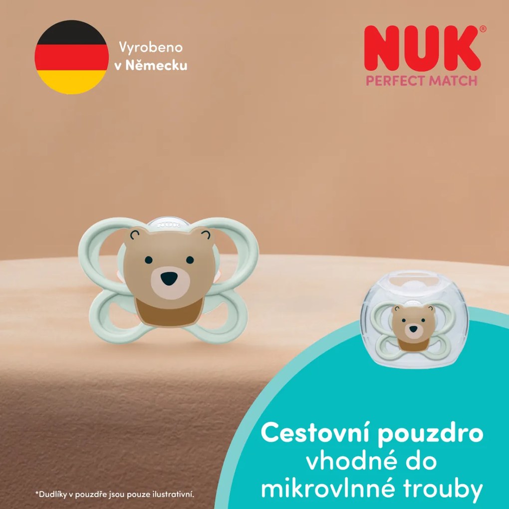 NUK Dudlík Perfect Match Air 0-6 m 1 ks box Bear
