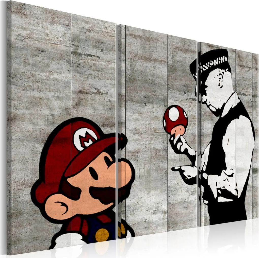 Třídílný obraz - Banksy Mario Bros (135x90 cm) - Murando DeLuxe