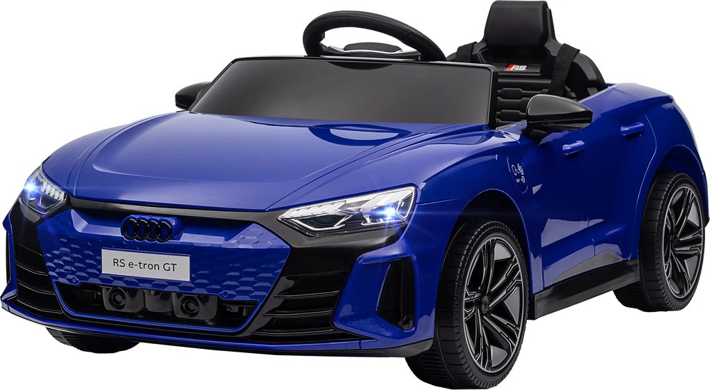 HOMCOM 12V elektrické dětské auto - Dálkové ovládání pro rodiče - Max. rychlost 5 km/h - Zvukové a světelné efekty - Tmavě modré Audi RS E-tron GT | A