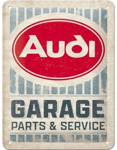 Plechová cedule Audi - Garage Parts & Service, (15 x 20 cm)