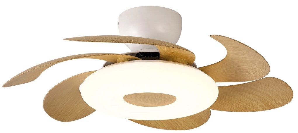Matra 8704 Flower, rozvinovací ventilátor se svítidlem a dálk. ovladačem, LED 24W 2700-5000K, dřevěná, průměr 50/79cm