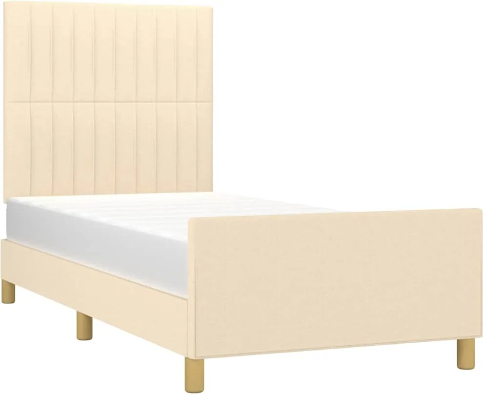 Rám postele bez matrace krémová 100 x 200 cm textil 3125200