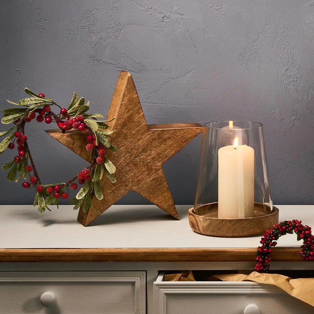 X-MAS Dekorační srdce s bobulkami k zavěšení - červená