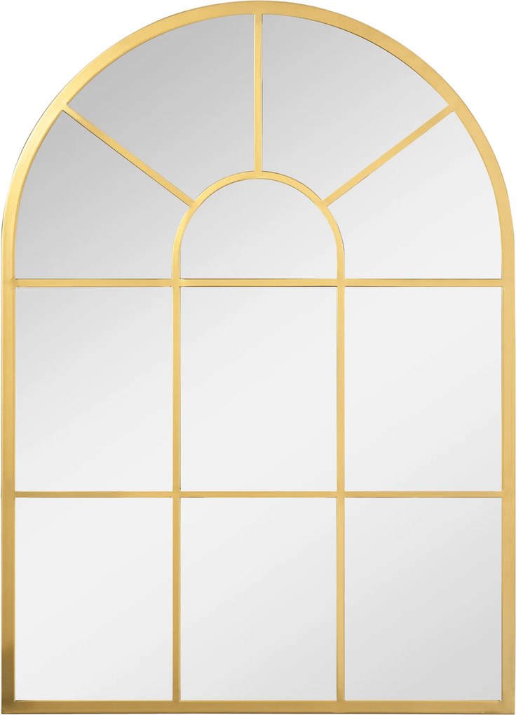 HOMCOM Nástěnné zrcadlo 70x50cm Zrcadlo do okna s kovovým rámem Závěsné zrcadlo do předsíně a dekorace Celoplošné zrcadlo ve zlaté barvě | Aosom.de