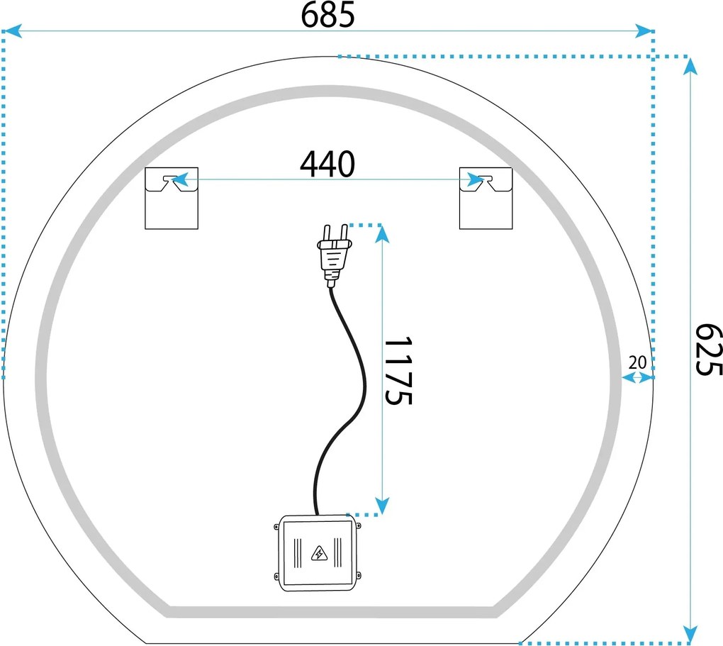 Rea Zrcadlo ⌀70 cm s vyhříváním a regulovatelným LED osvětlením HOM-00909
