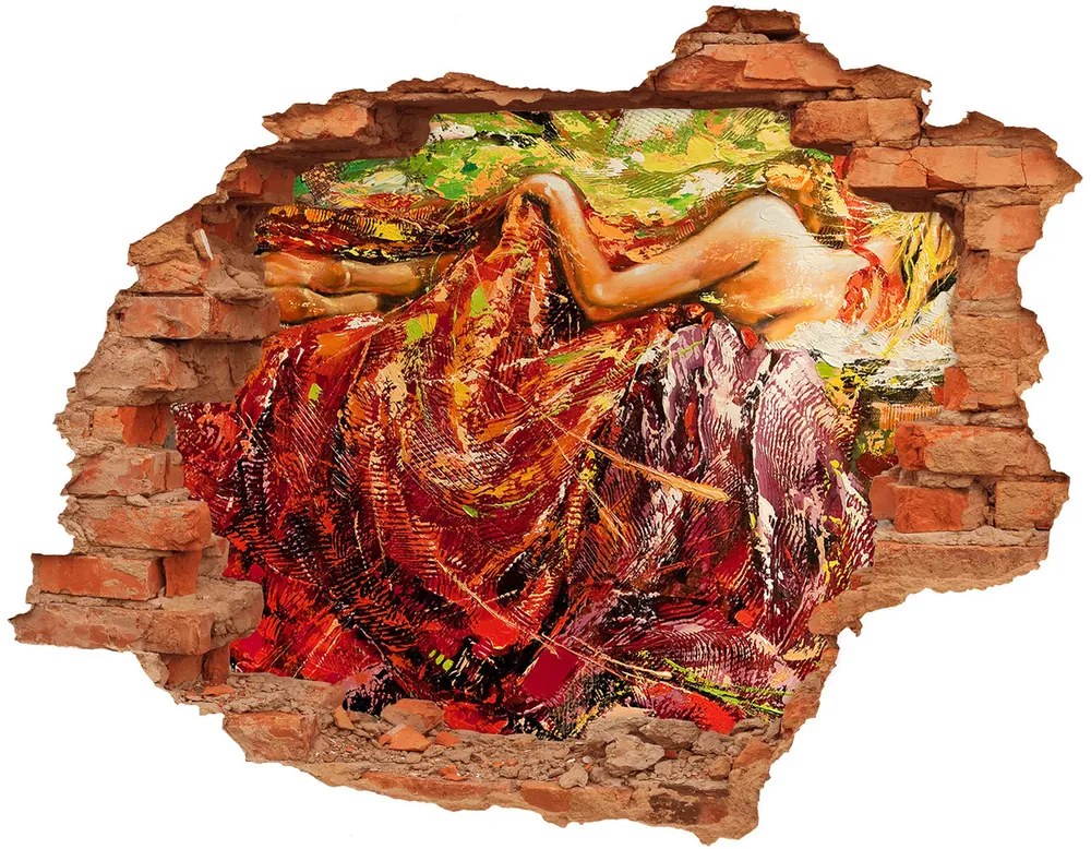 Wallmuralia Díra 3D fototapeta nálepka Spící žena 90x70 cm