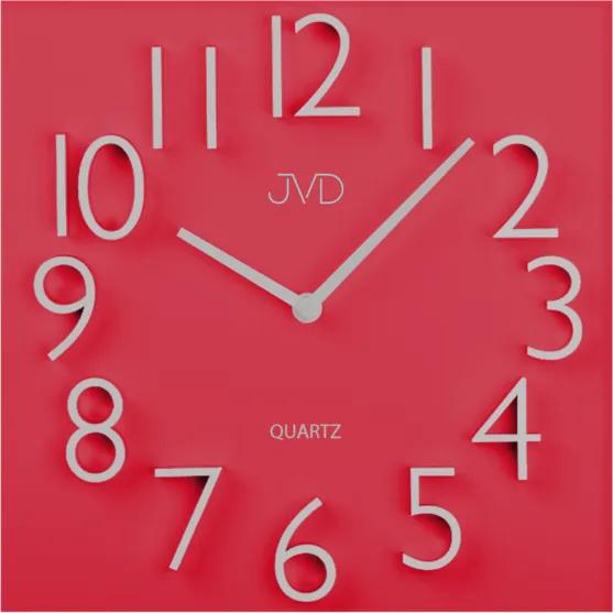 Červené nástěnné hranaté kovové hodiny JVD HB27 | BIANO
