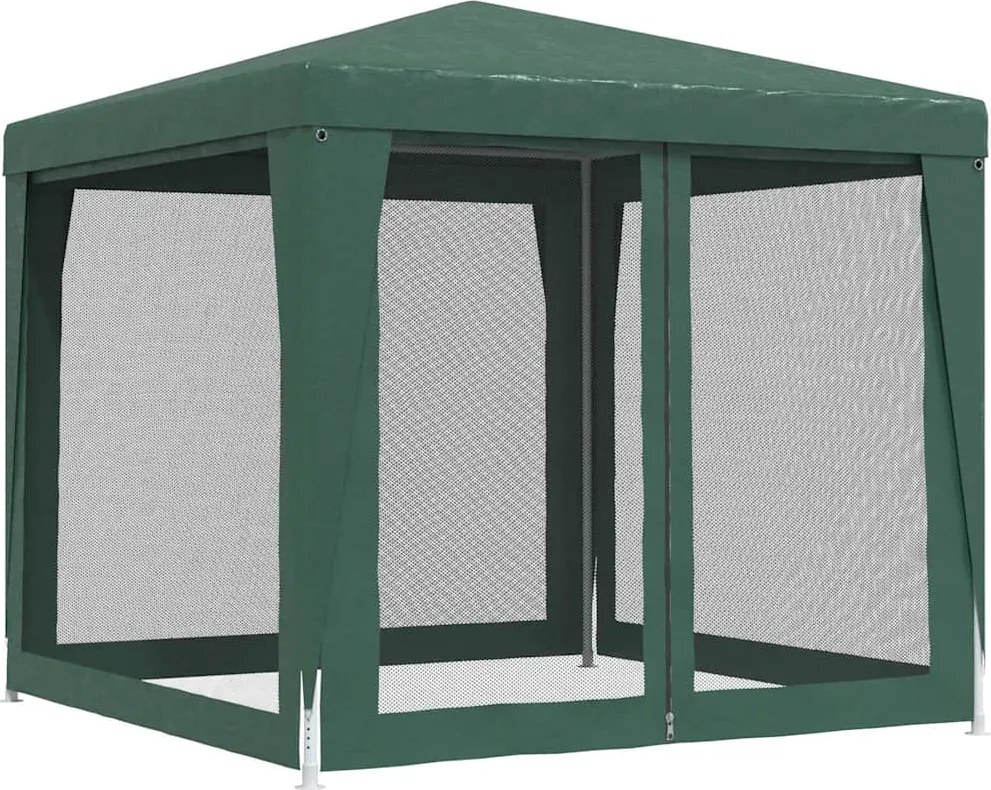 Party stan se 4 síťovanými bočnicemi zelený 2,5 x 2,5 m HDPE 319223