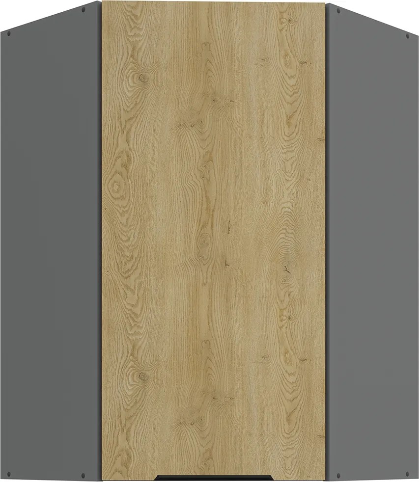 CREMONA ac | horní kuchyňská skříňka 60x60 GN-90 1F (45°) rohová s policemi | 60x60 cm | VYSOKÁ | antracit/cremona