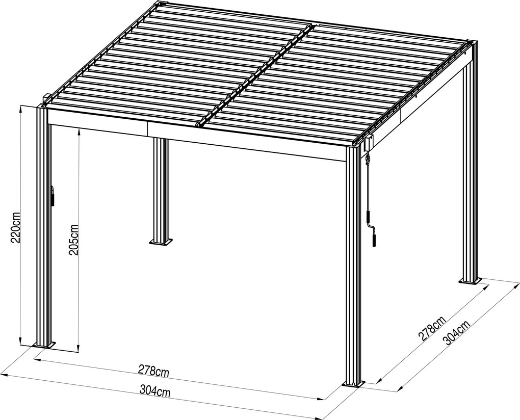 Bioklimatická pergola G21 Austin Premium 3x3 m, antracitová hliníková