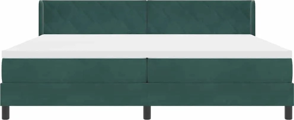 Postel s boxspringem s čelo Tmavě zelená 200 x 200 cm samet 3341543