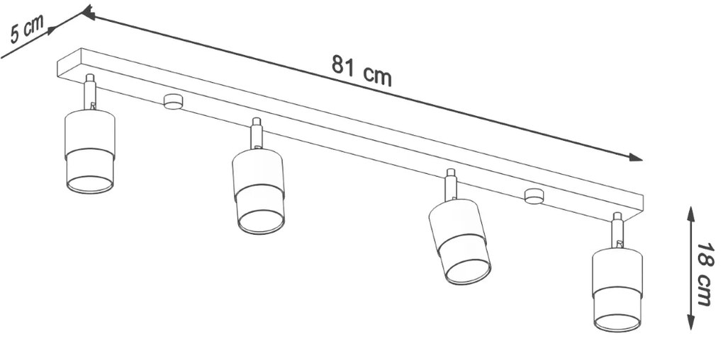 Bodové svítidlo Nero, 4x černé kovové stínítko, (možnost polohování), g