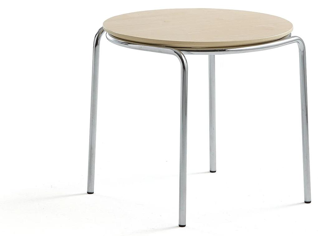 AJ Produkty Konferenční stolek ASHLEY, Ø570 mm, výška 470 mm, chrom, bříza