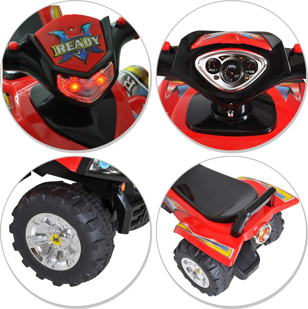 HOMCOM Dětský čtyřkolový elektrický auto-motorek bez pedálů s hudbou a světly 60x38x42cm