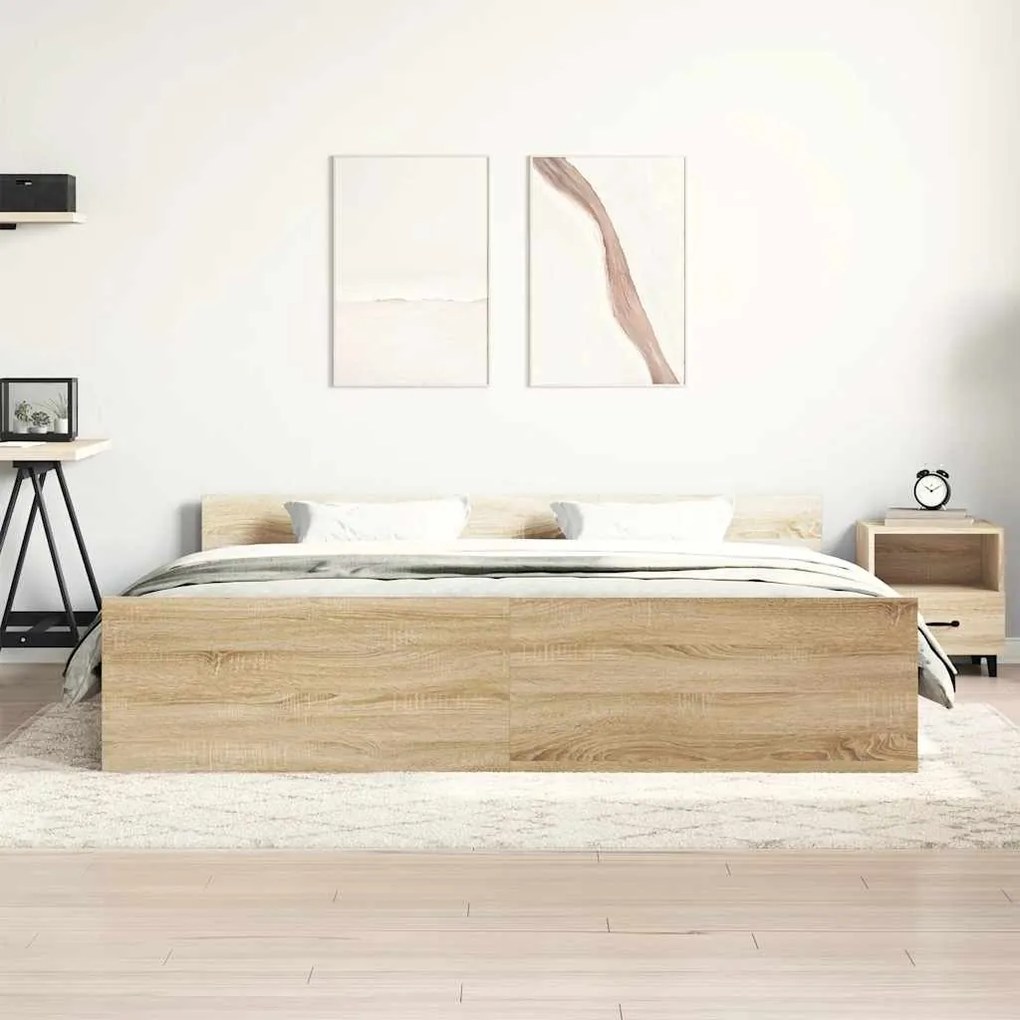 Rám postele s hlavovým a nožním čelem dub sonoma 200 x 200 cm 3203735