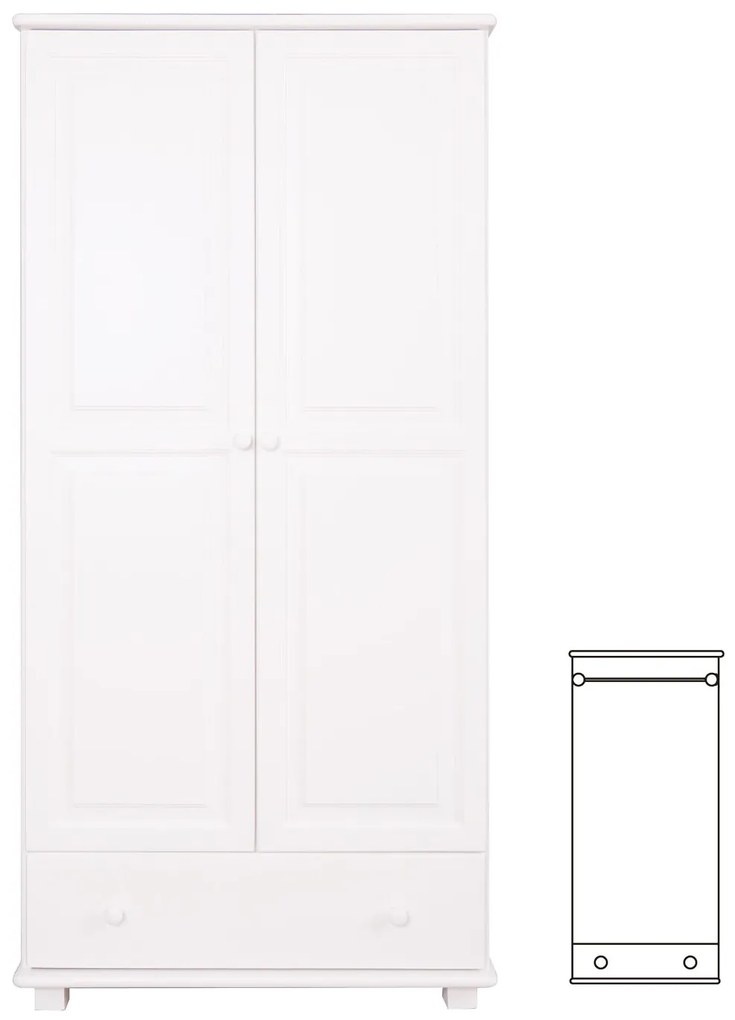 Drewmax, Bílá dřevěná šatní skříň Skanska