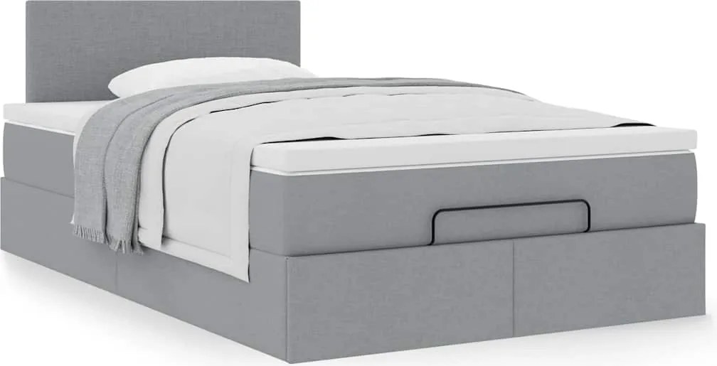 Osmanský postel s matrací světle šedá 120x190 cm textil 3311359