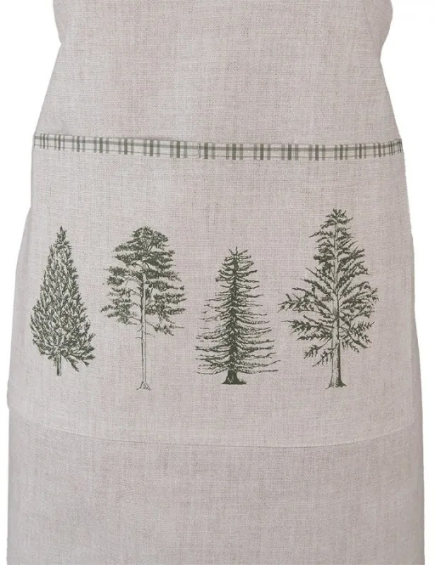 Bavlněná kuchyňská zástěra se vzorem jehličnatých stromů Natural Pine Trees – 70x85 cm