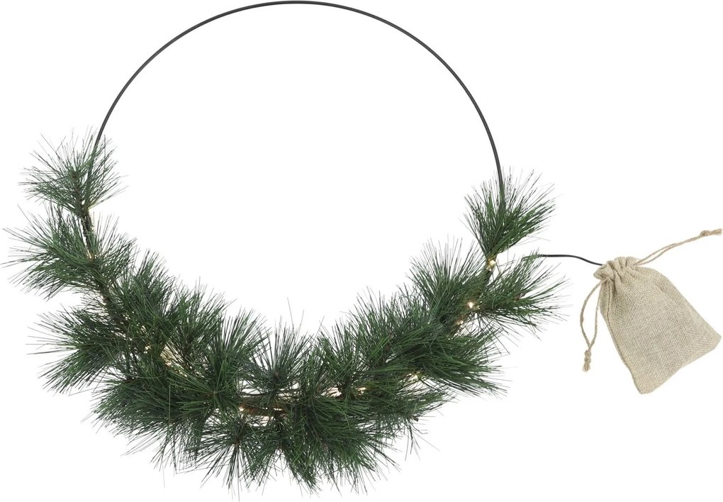 Věnec Fleur s umělými jedlovými větvemi a LED světýlky – Ø 50 cm