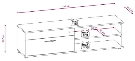 Obývací stěna BRICK dub sonoma/bílá