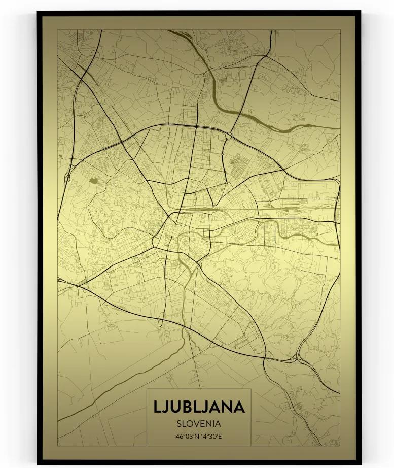 Plakát / Obraz Mapa Ljubljana Pololesklý saténový papír 210 g/m² A4 - 21 x 29,7 cm