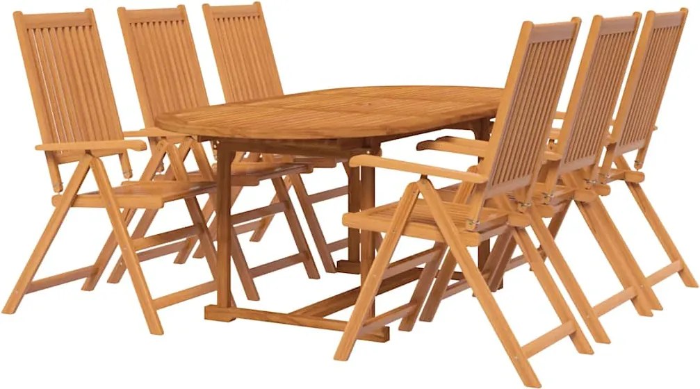 7dílný zahradní jídelní set masivní akáciové dřevo 120-170 cm 3079644