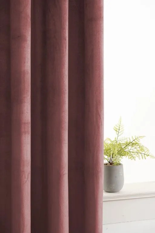 Zatemňovací závěs ELVIO VELVET 140x250 cm, starorůžový Zavěšení: Řasící páska