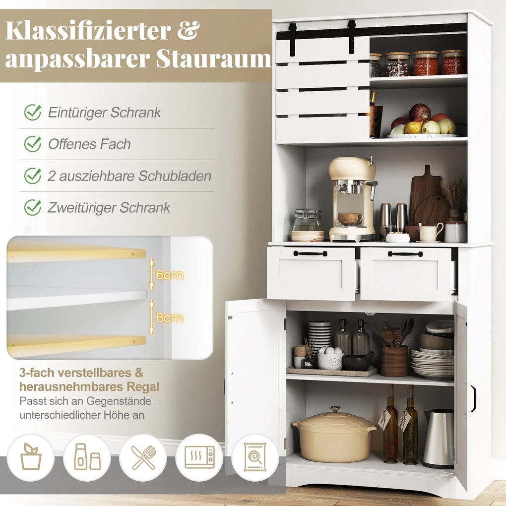 Costway Kuchyňská skříňka se zásuvkou, vysoká víceúčelová s dvířky, zásuvkami