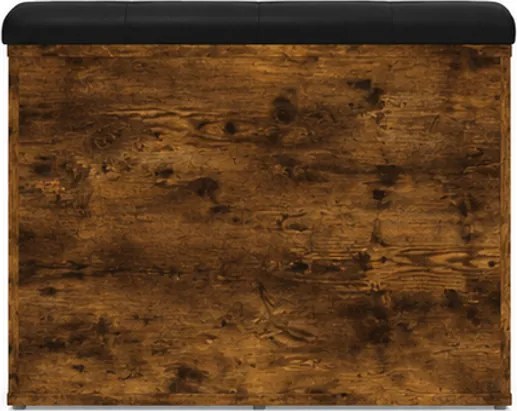 skříňka na boty, botník s polstrováním, lavice, sedací, police, dřevo/umělá kůže, 52x84x32 cm, kouřový dub/černá, Dekorino BS20260023