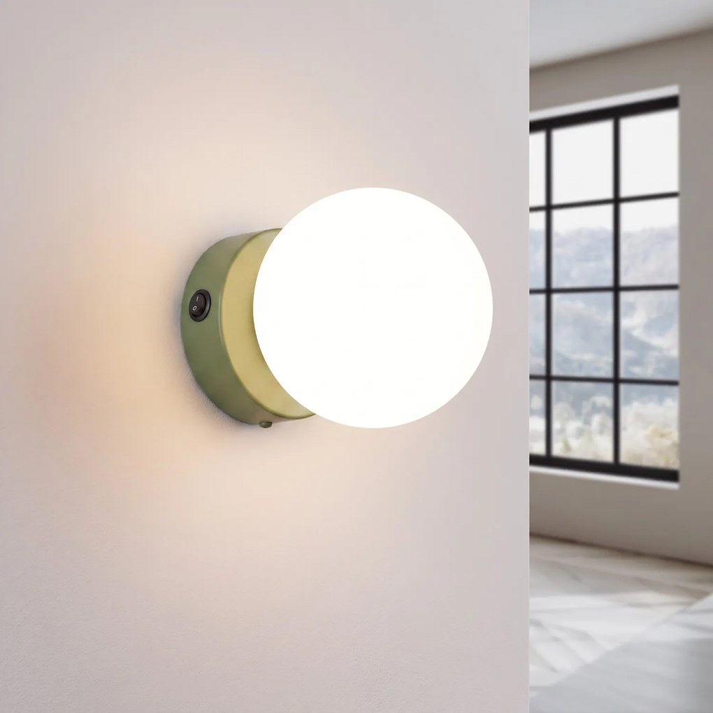 Sollux Lighting Nástěnné svítidlo YOLI 1 olivově zelené s vypínačem