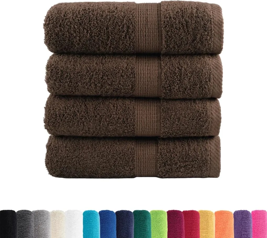 Prémiové ručníky pro hosty SOLUND 4 ks hnědé 30x50 cm 600 g/m² 137231