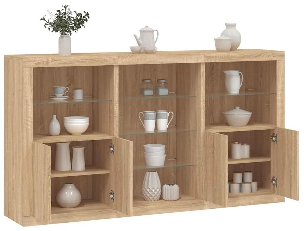 Příborník s LED osvětlením dub sonoma 181,5 x 37 x 100 cm 3209179