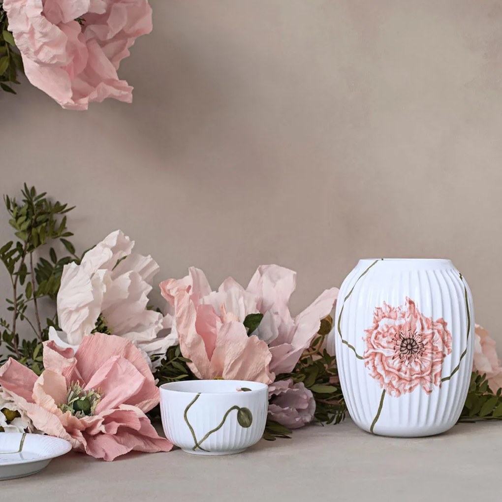 KÄHLER Porcelánová váza Hammershøi Poppy 20 cm, růžová barva, bílá barva, porcelán