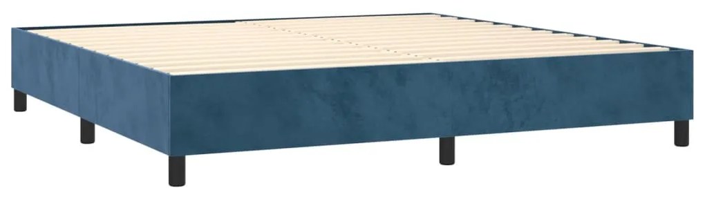 Box spring postel s matrací a LED tmavě modrá 200x200 cm samet,  3139527