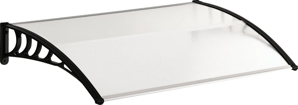 Outsunny Přední Dveřní Kryt 89 x 122 cm z Polykarbonátu, Zakřivený Kryt s UV Ochrannou, Sluneční Clona proti Dešti pro Venku, Bílý