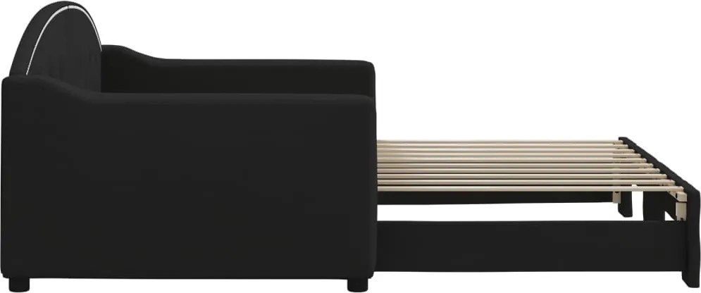 Válenda s přistýlkou černá 90 x 190 cm textil 3197542